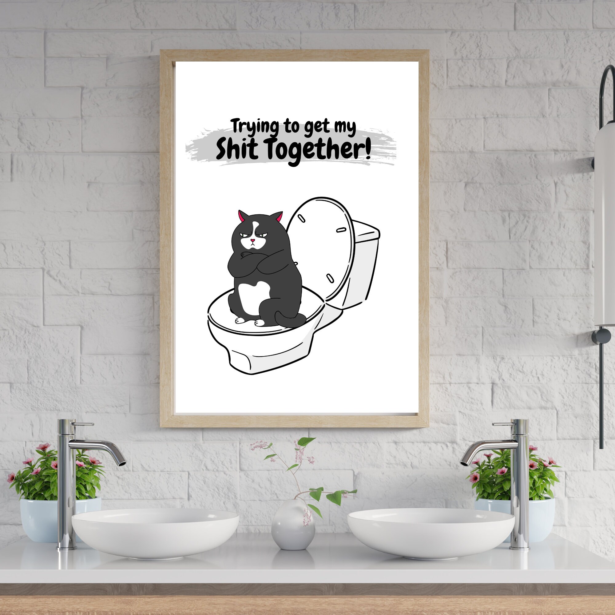 Cute Cat Poster Funny Cat Print Modern Home Decor Pastel Wall Art Print ...