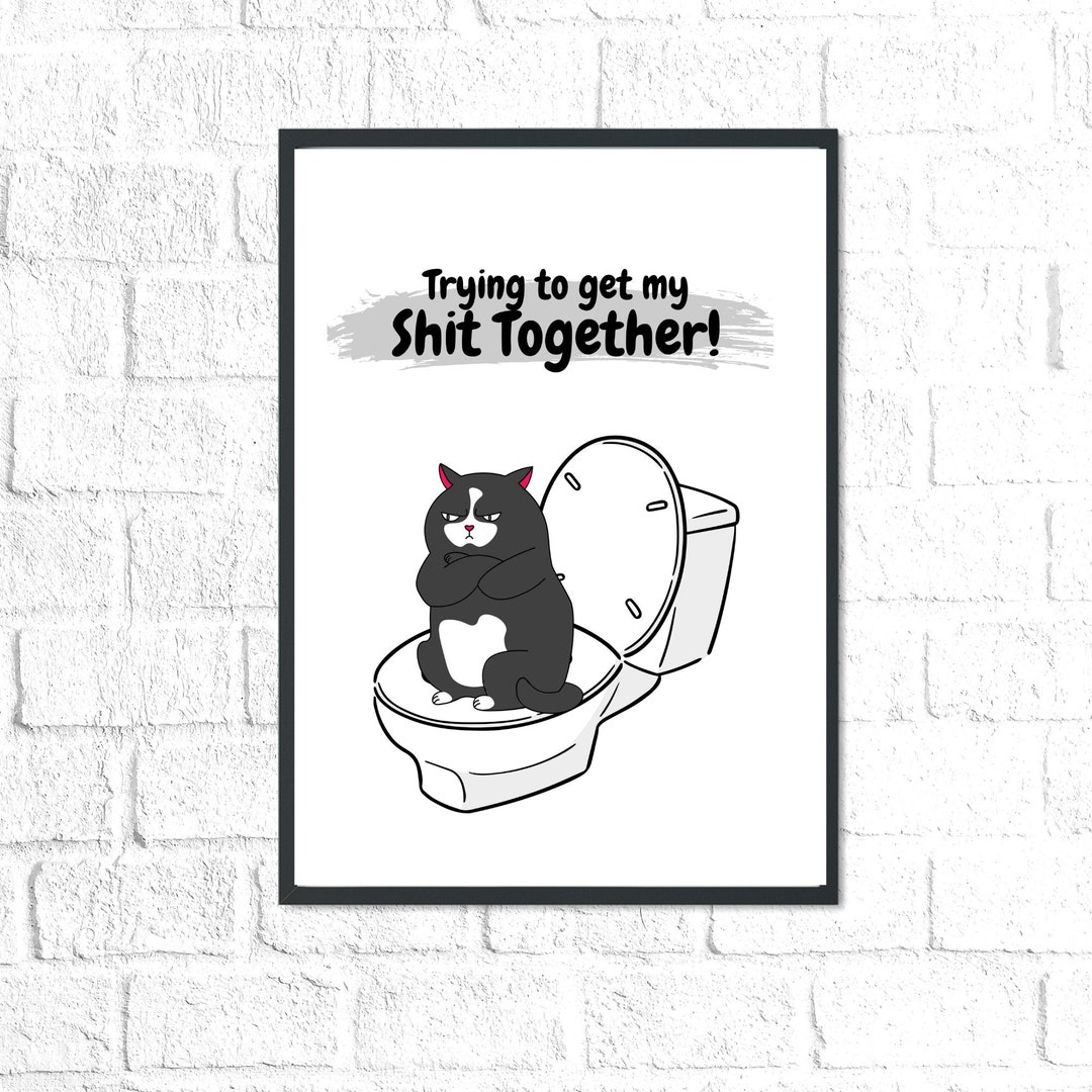 Cute Cat Poster Funny Cat Print Modern Home Decor Pastel Wall Art Print ...