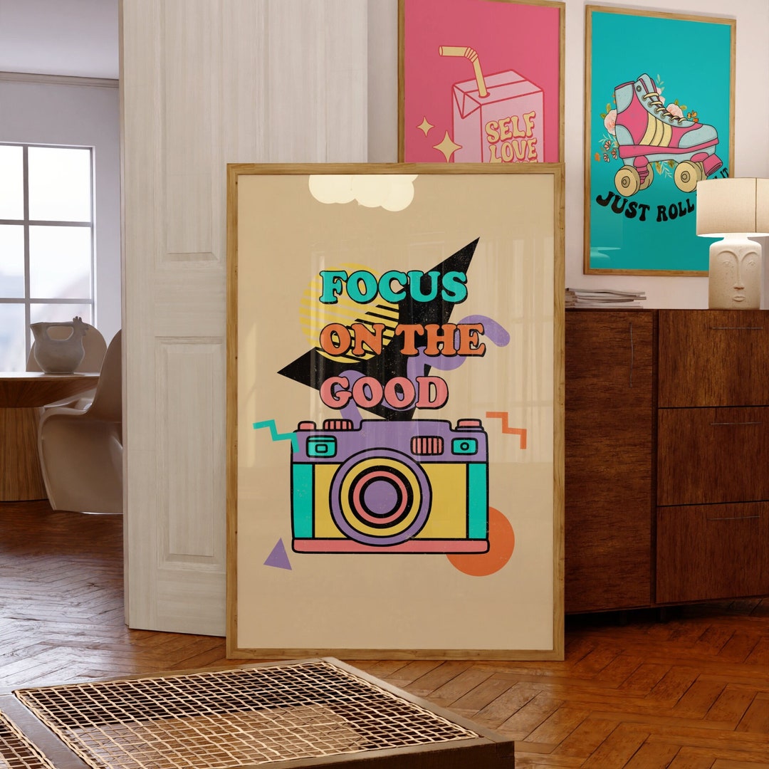 Retro Motivational Poster Positivity Kindness Quote Poster Boho Hippie ...