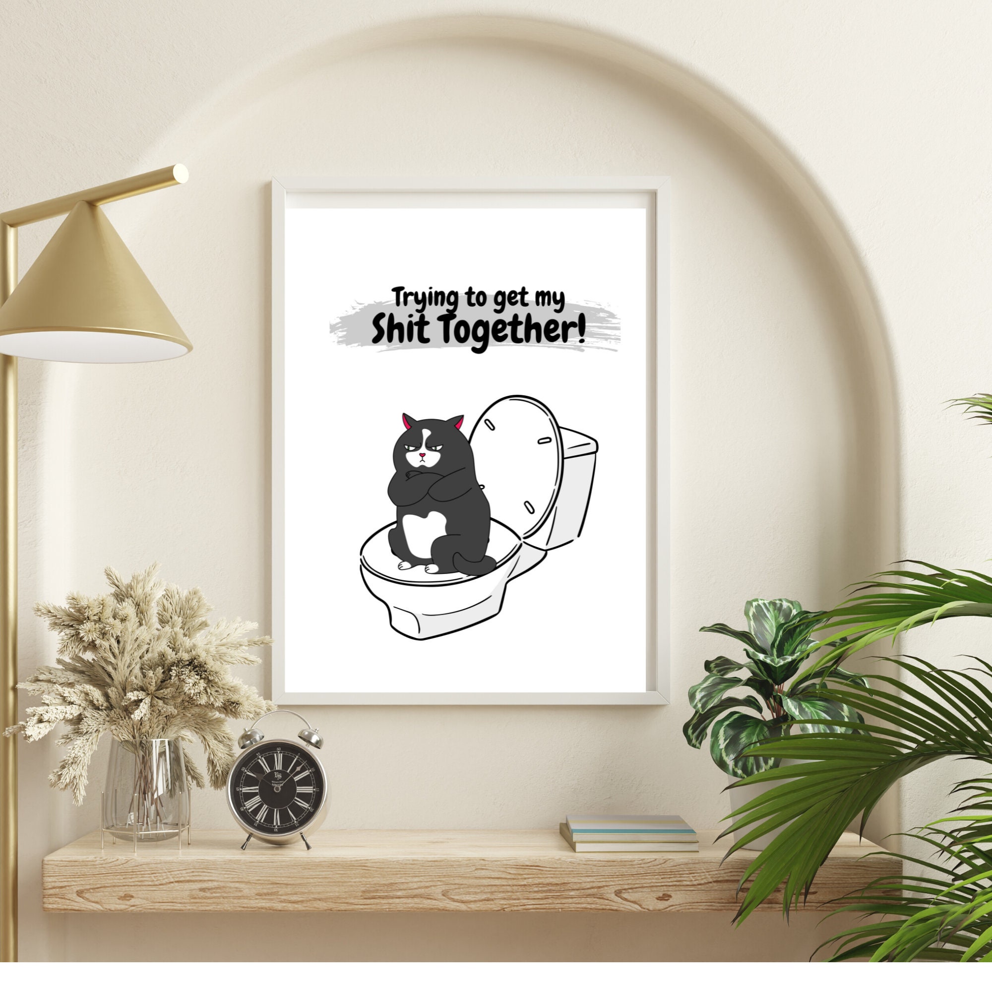 Cute Cat Poster Funny Cat Print Modern Home Decor Pastel Wall Art Print ...