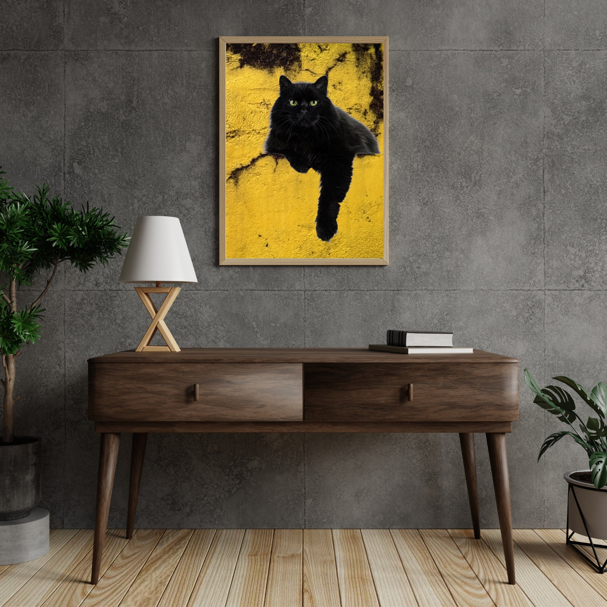 Funny Cat Poster Retro Bold Abstract Midcentury Wall Print Modern ...