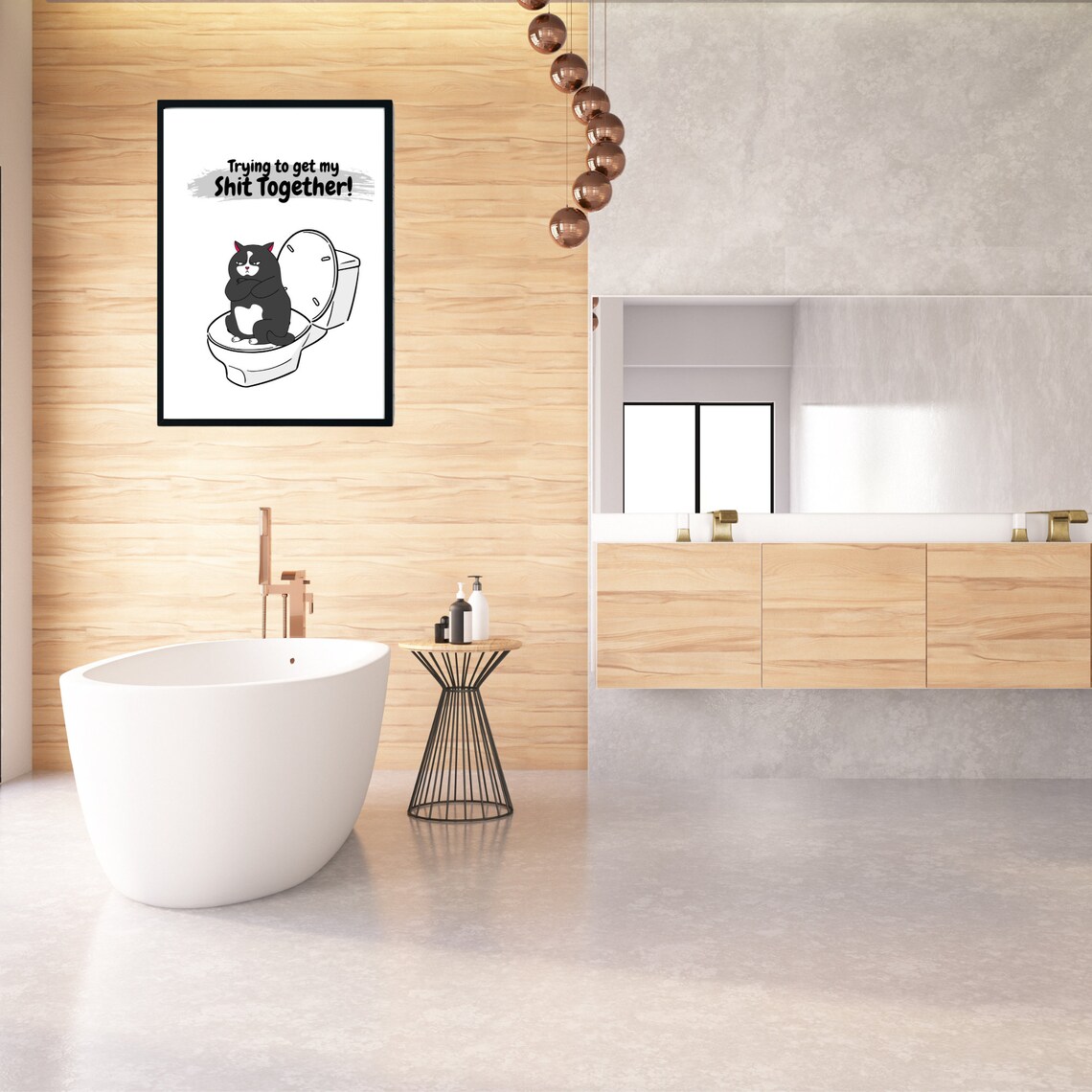 Cute Cat Poster Funny Cat Print Modern Home Decor Pastel Wall Art Print ...