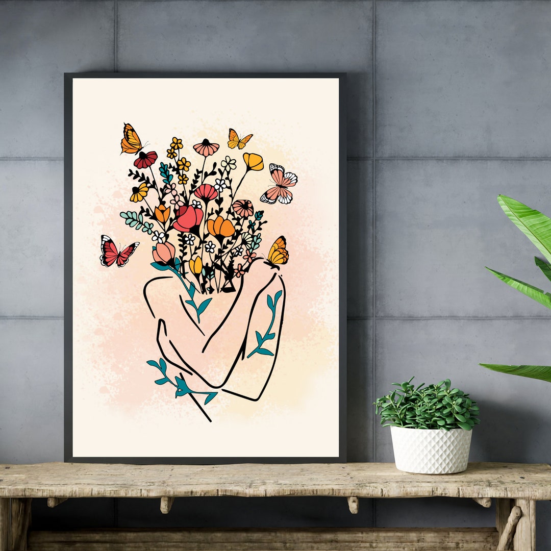 Retro Flowers Motivational Poster Positivity Kindness Quote - Etsy