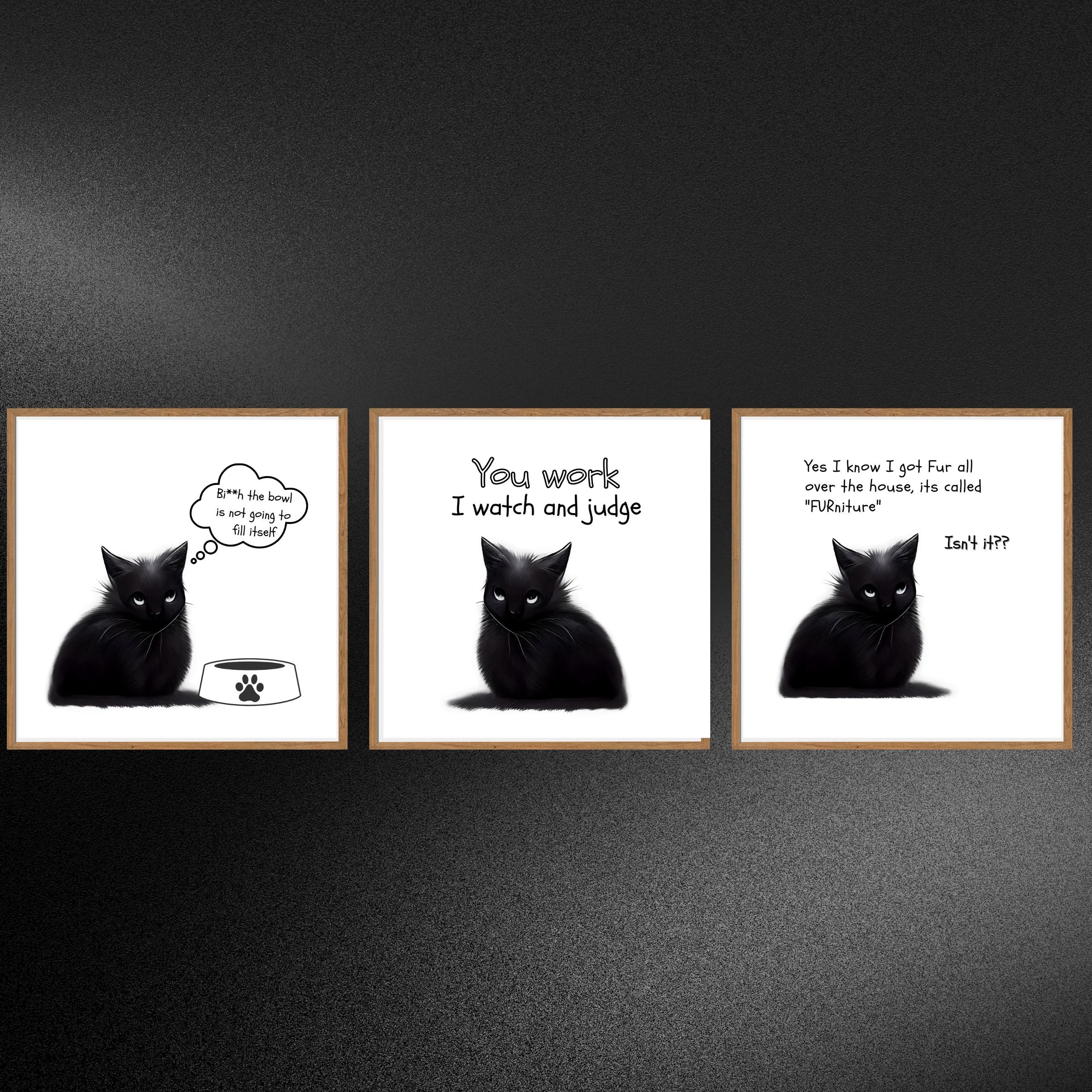 SET of 3 Rude Cats Poster Funny Cat Poster Modern Home Decor - Etsy