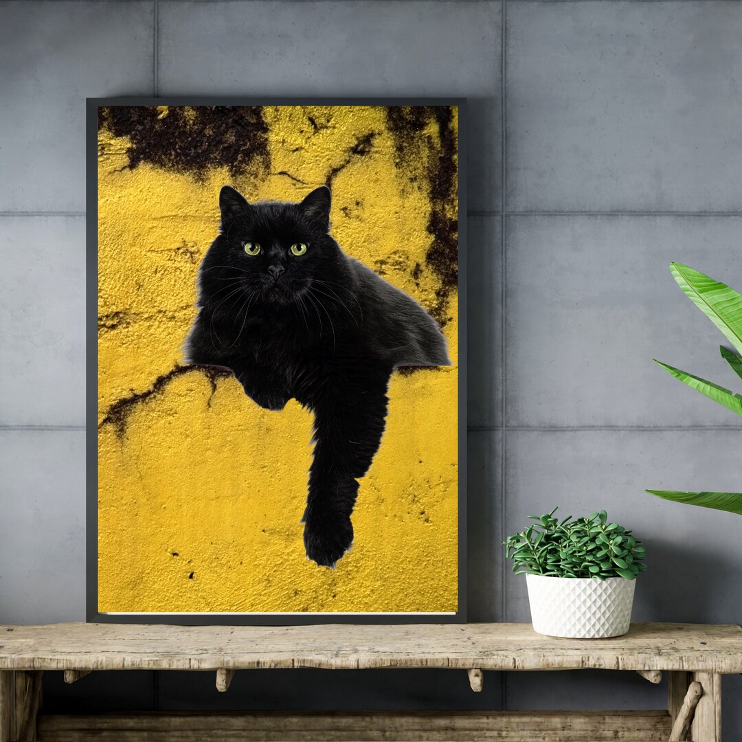 Funny Cat Poster Retro Bold Abstract Midcentury Wall Print Modern ...