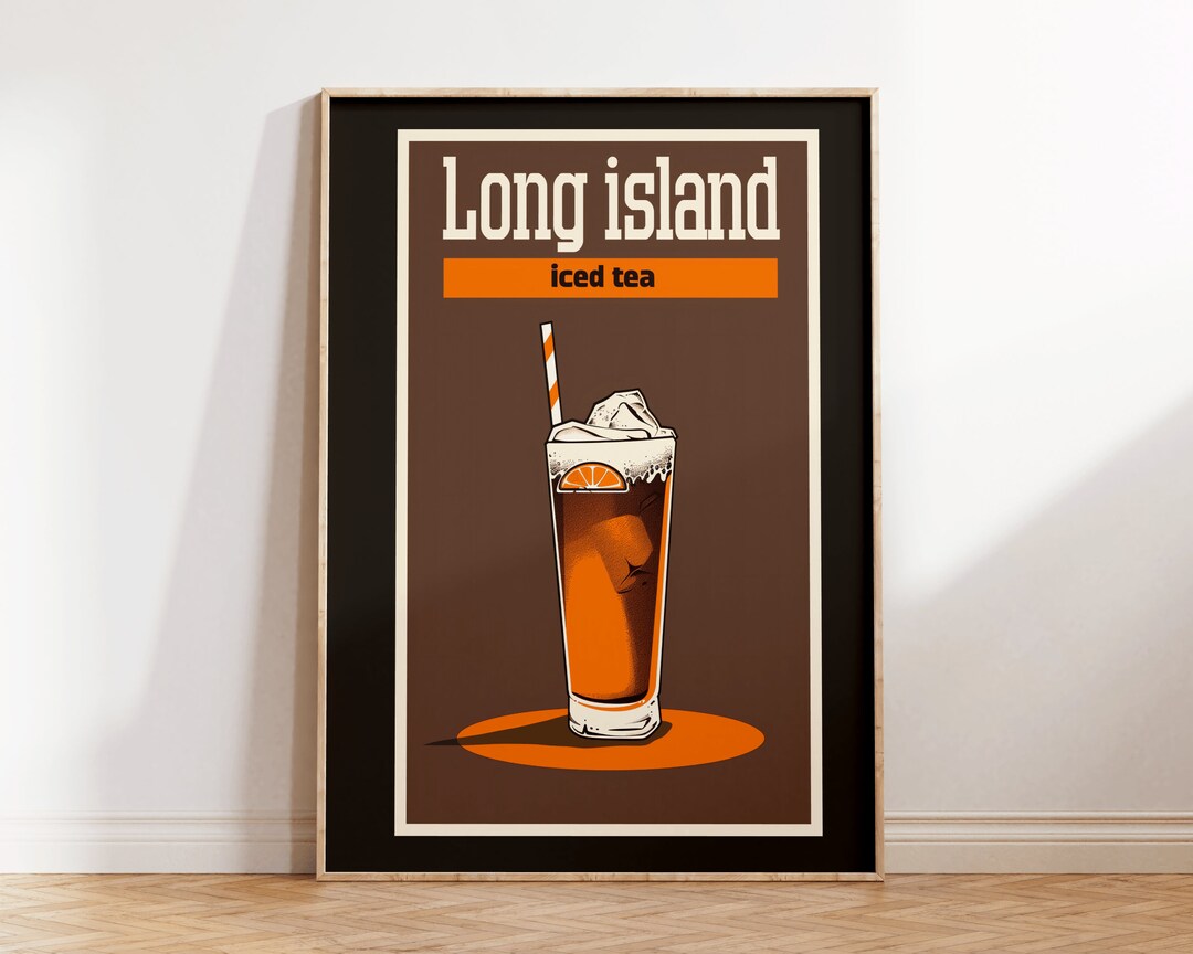Long Island Iced Tea Poster - Minimalist Bar Cart Decor, Vintage ...