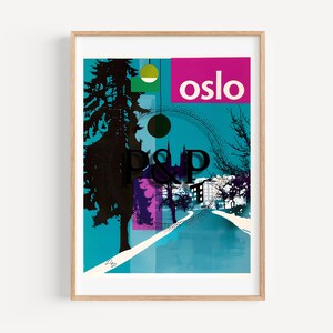 Vintage Oslo Norway Travel Poster - Retro Wall Art, Scandinavian Pop ...