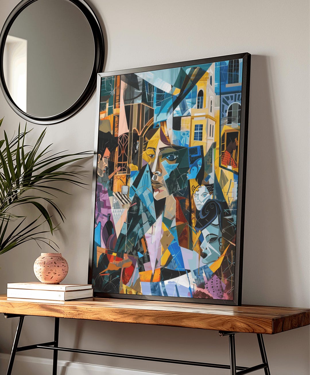 Cubist Market Scene Print - Vibrant Abstract Wall Art, Picasso-inspired ...