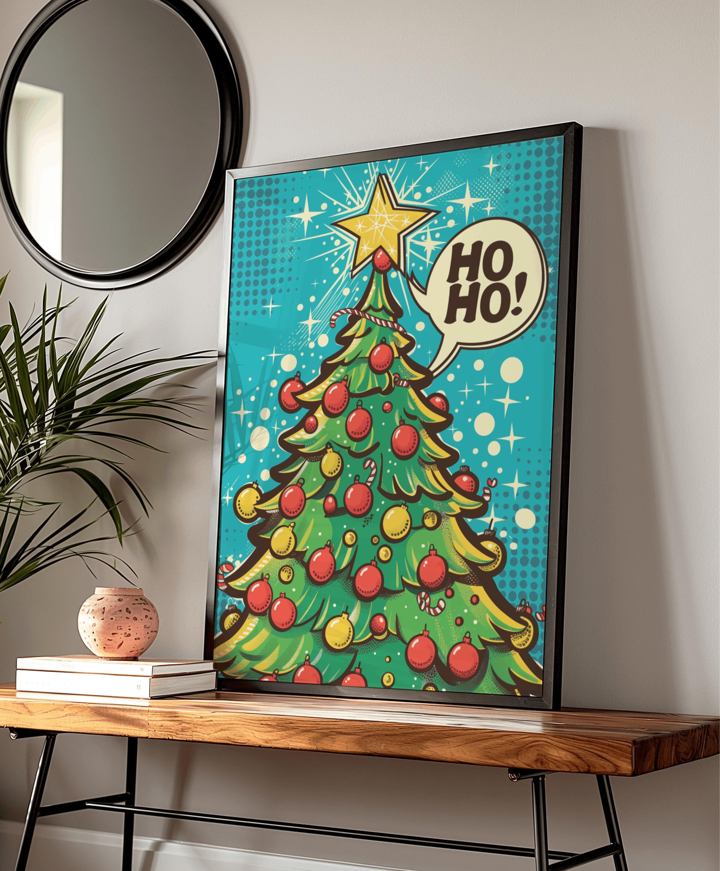 Pop Art Christmas Tree Poster - Colorful Holiday Decor Print, Whimsical ...