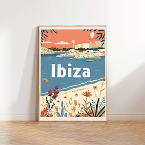 Ibiza Beach Travel Poster, Tropical Island Getaway Print, Coastal ...