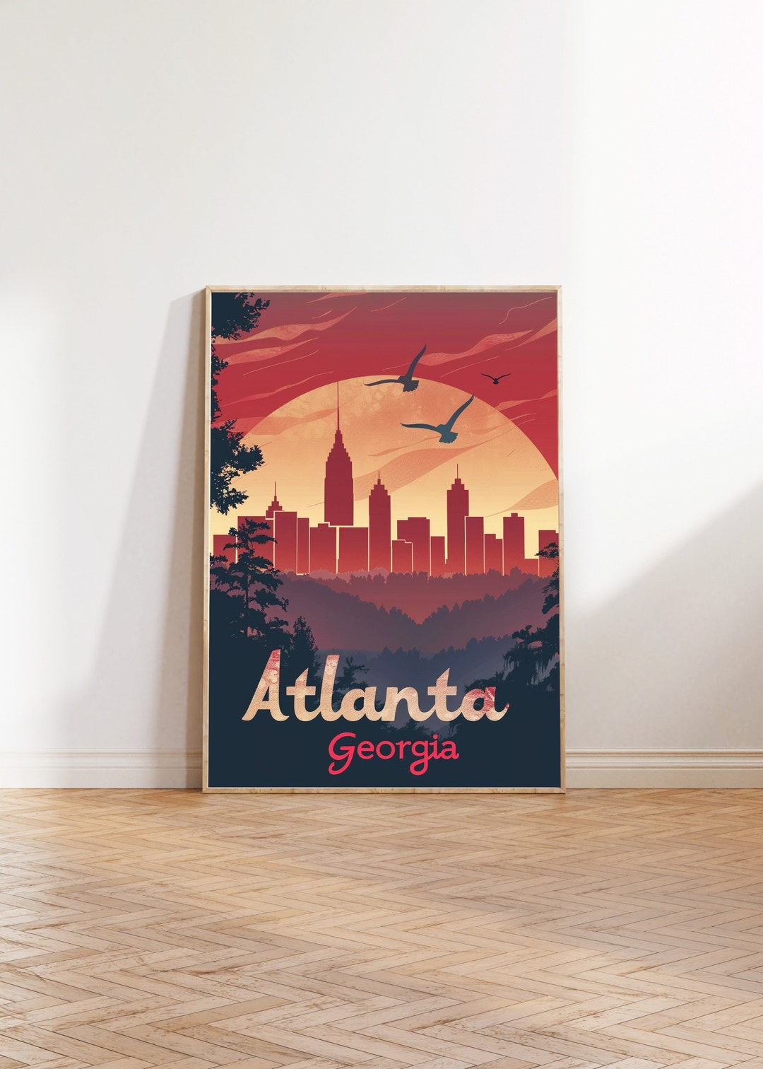 Atlanta Georgia Retro Travel Poster, Vintage Atlanta Wall Art, Retro ...