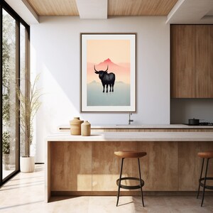 Japanese Serow Illustration, Minimalist Pastel Print, Japanese ...