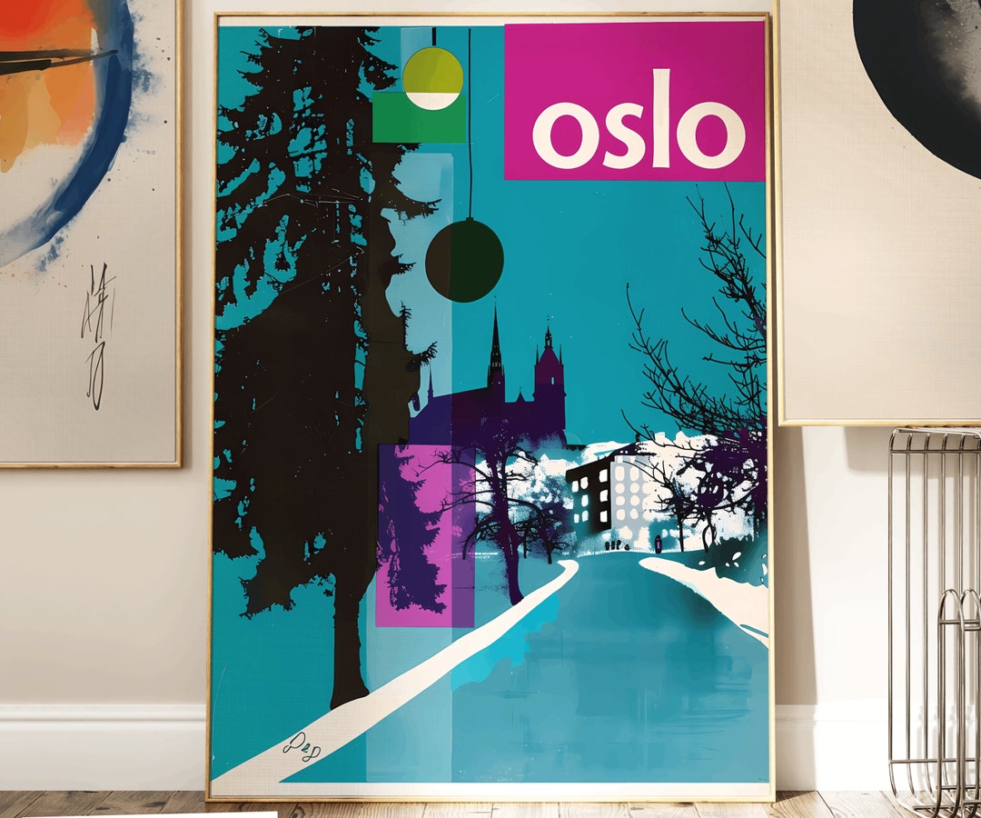Vintage Oslo Norway Travel Poster - Retro Wall Art, Scandinavian Pop ...