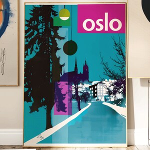 Vintage Oslo Norway Travel Poster - Retro Wall Art, Scandinavian Pop ...
