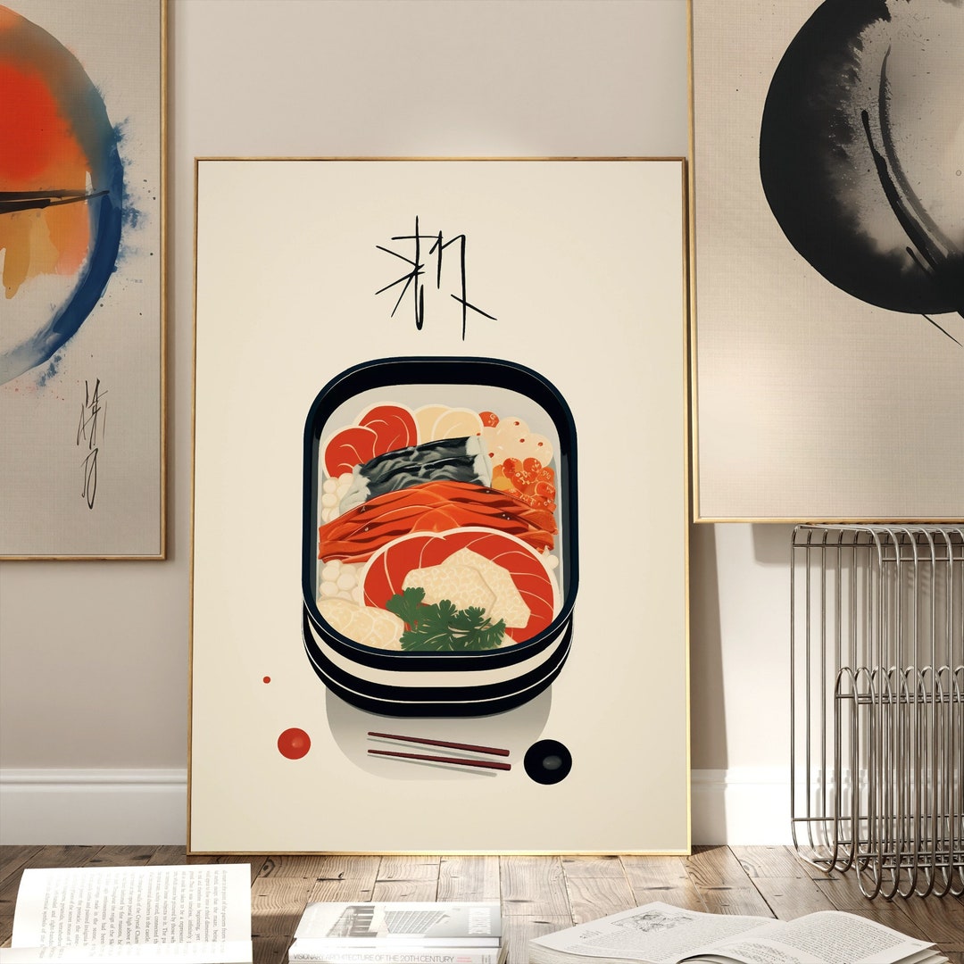 Neutral Bento Box Print, Minimalist Kitchen Decor, Japanese Lunch Box ...
