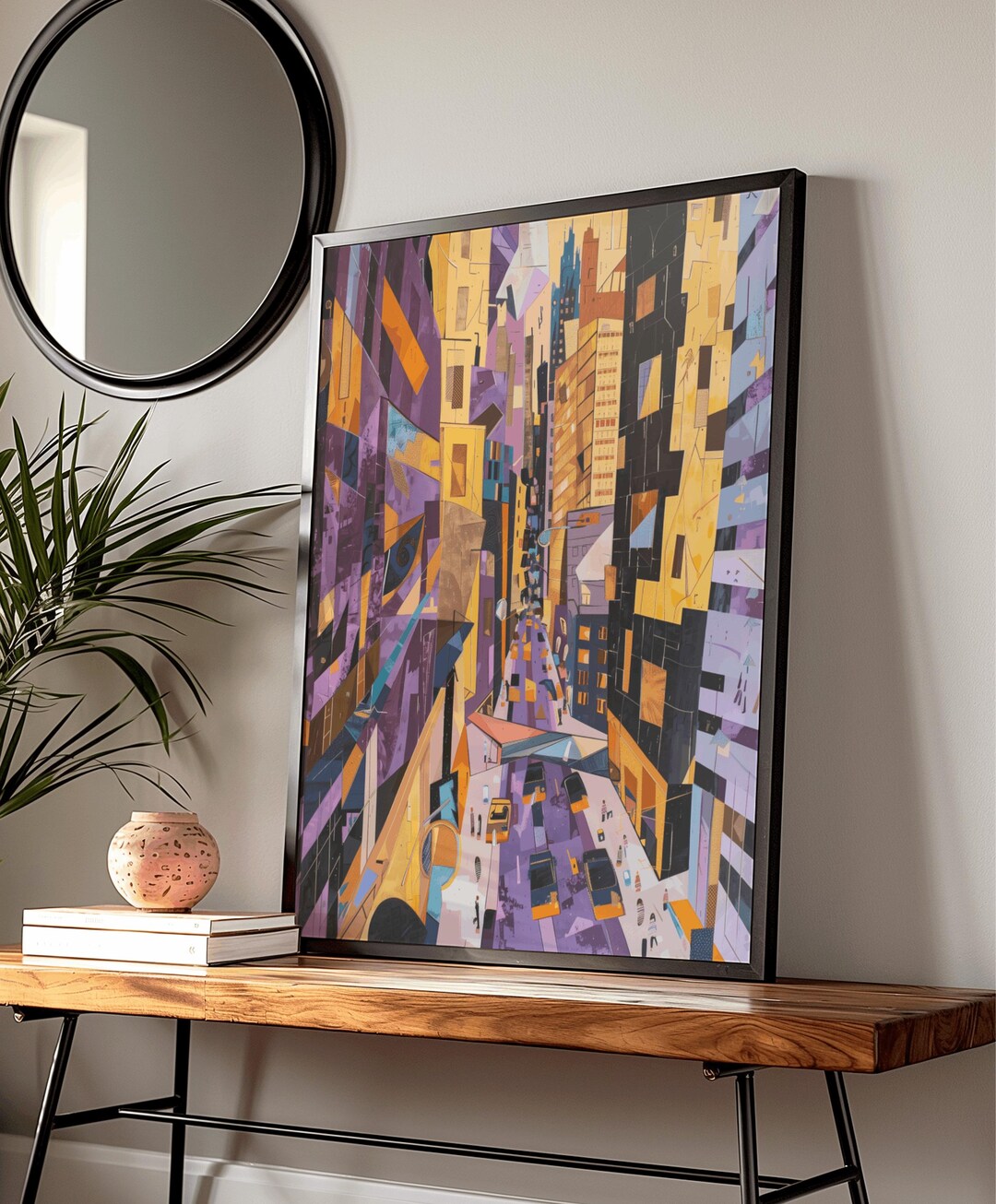 Urban Cityscape Poster - Picasso Style Abstract Print, Geometric Wall ...