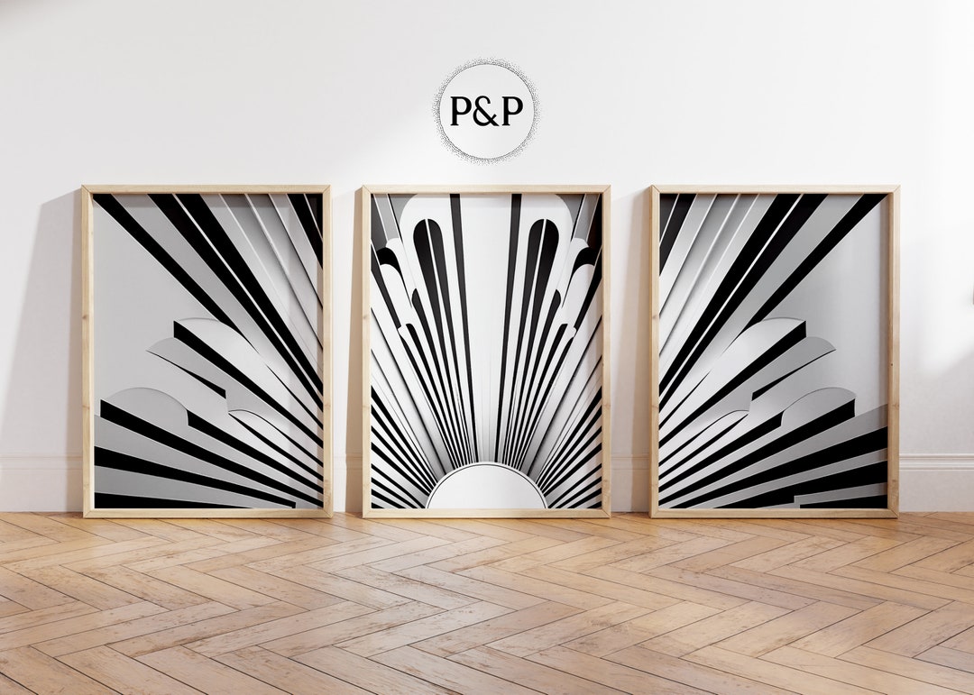 Abstract Modern Art Deco Printables Digital Art for 3 Piece Wall Decor ...