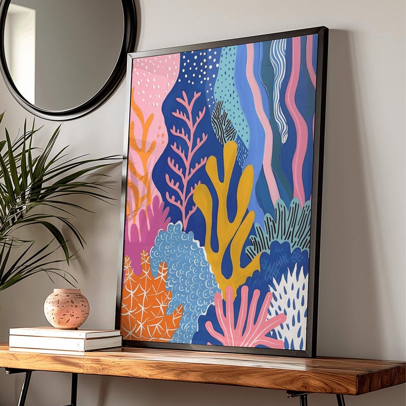 Coral Abstract Art - Etsy