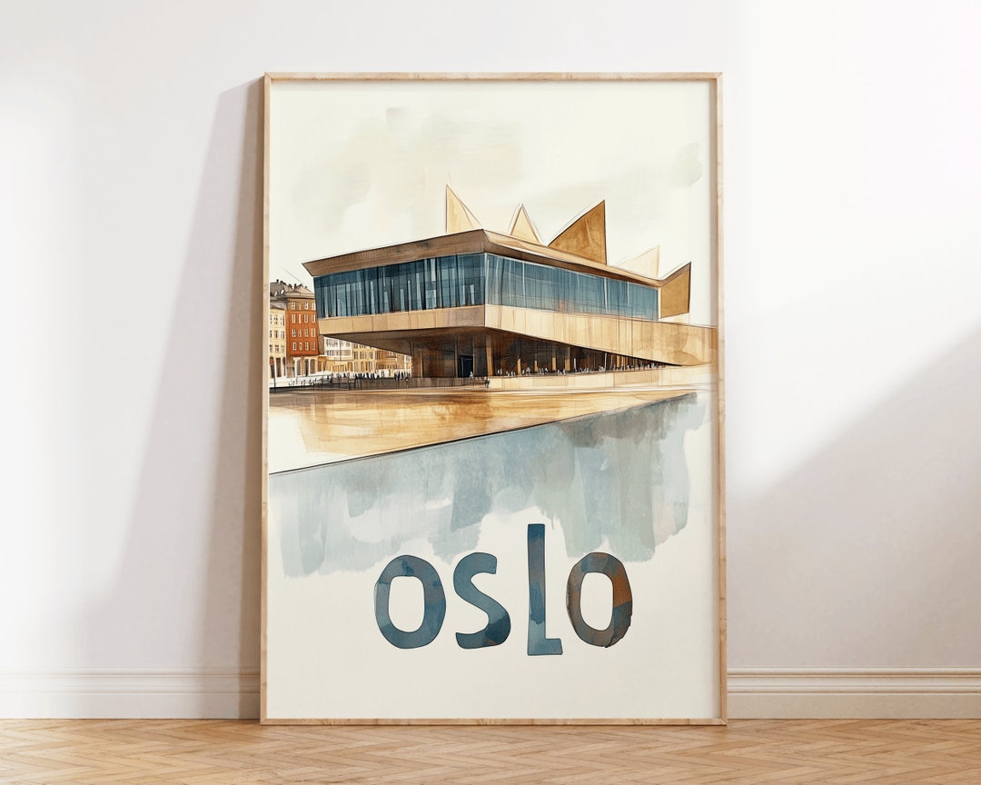 Oslo Opera House Poster - Minimalist Watercolor Print, Scandinavian ...