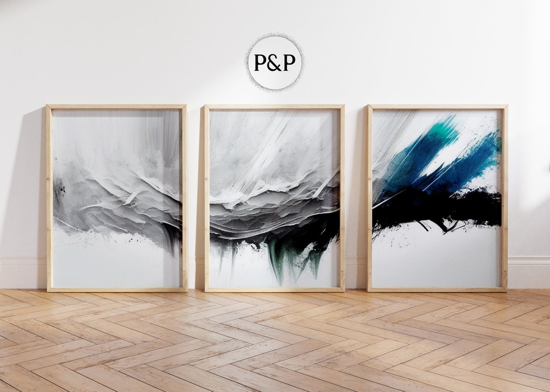 Contemporary Paint Splash Printables Digital Art for 3 Piece Wall Decor ...