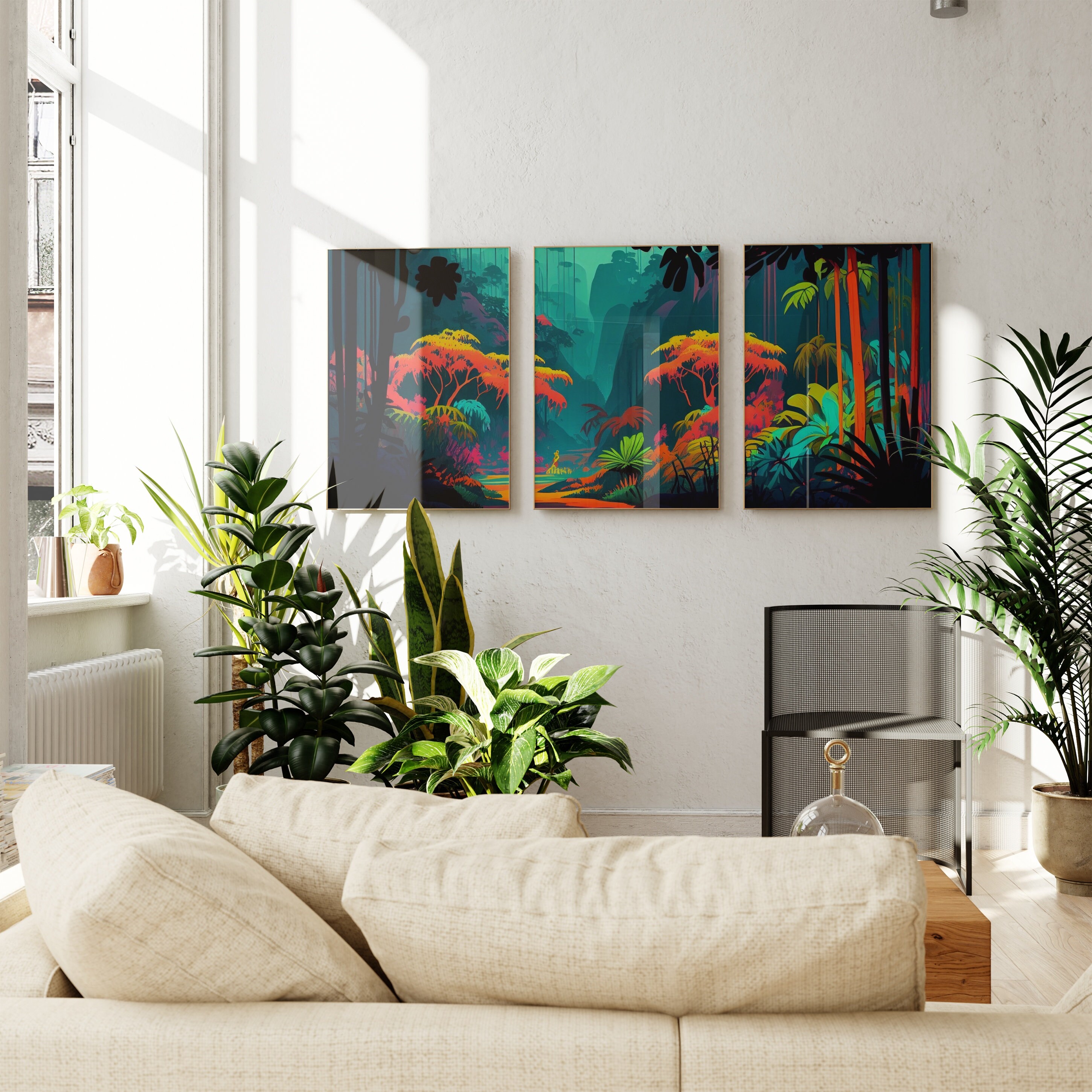 Enchanted Rainforest Printables Digital Art for 3 Piece Colorful Nature ...