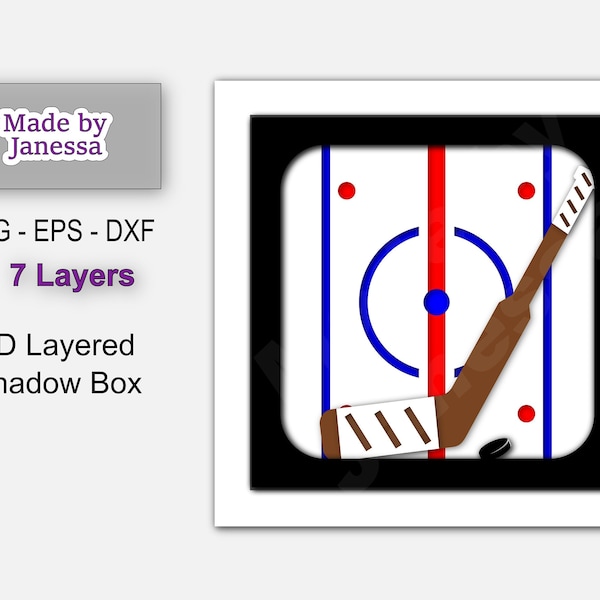Ice Hockey Shadow Box Svg - Etsy
