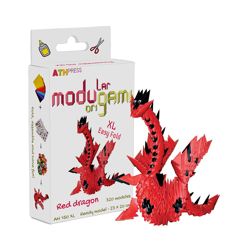 3D Modular Origami Red Dragon XL - Etsy