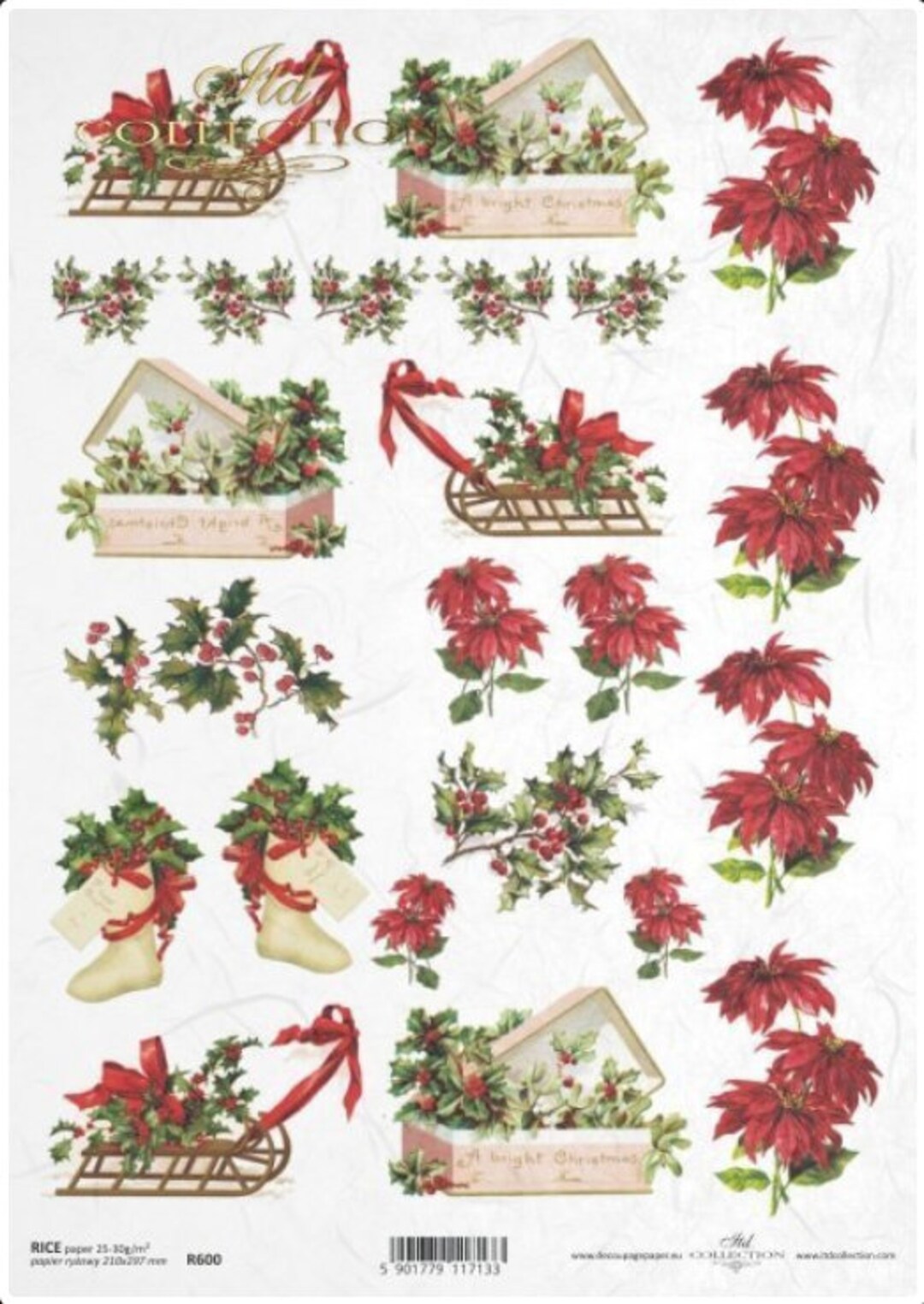 Christmas Rice Paper Decoupage A4 R 0600 - Etsy