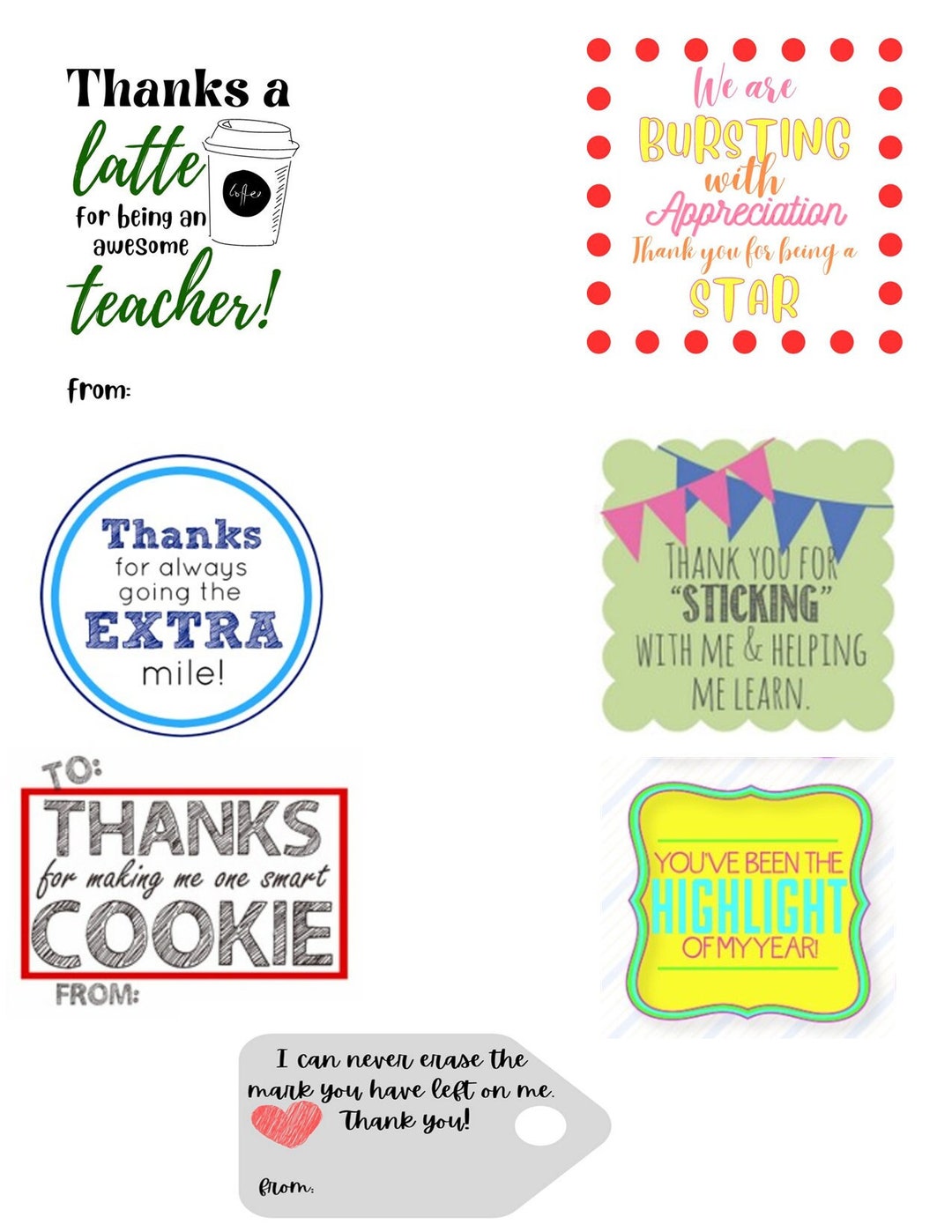 Teacher Appreciation Gift Tags - Etsy