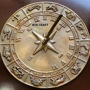 Brass Zodiac Sign Engraved Sundial Home & Garden Decor Gift Sundial ...