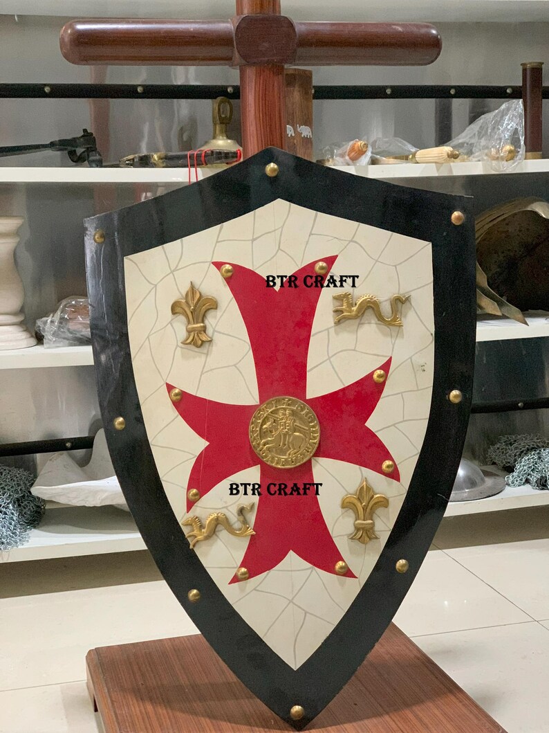 Medieval Knight Templar Shield 18 Gauge Steel Crusader Design, Perfect ...