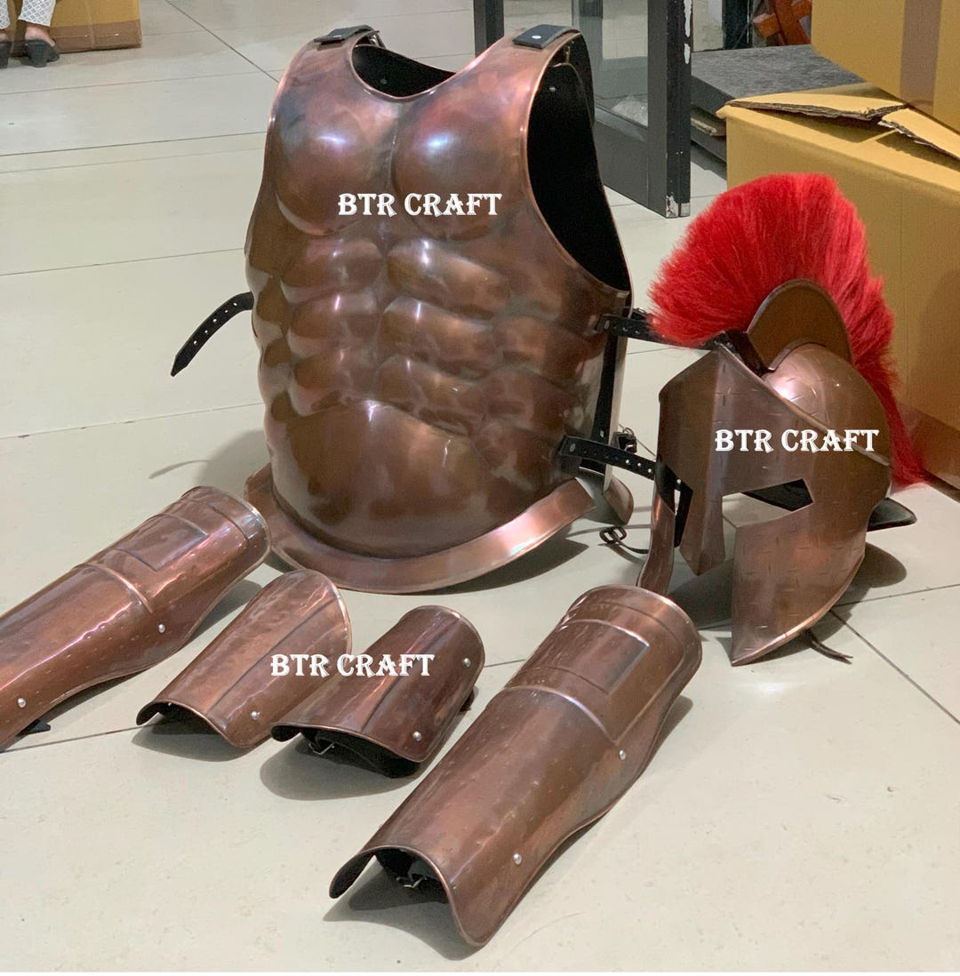 300 Roman Muscle Armor Spartan Helmet Arm & Leg Guard LARP SCA Cosplay ...
