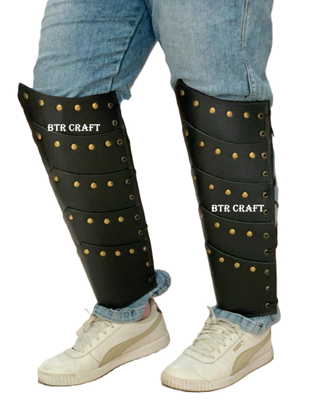 Medieval Leather Leg Guard Armor Cosplay Leg Greaves Re-enactment Role ...