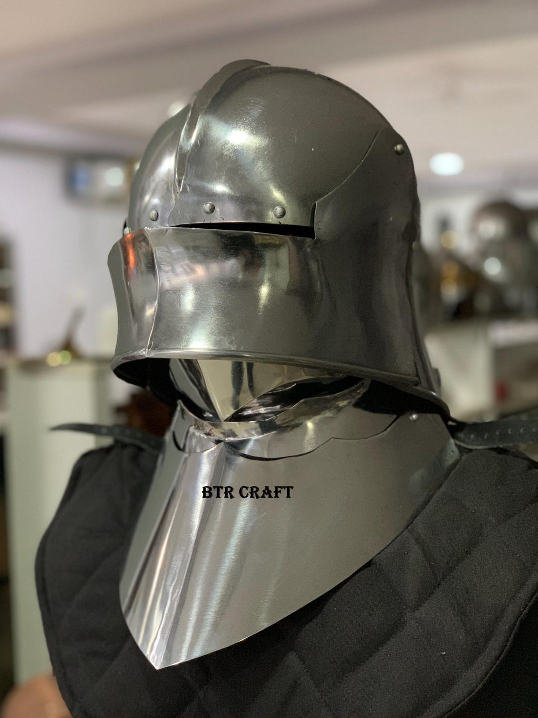 German Sallet Armor Helmet: Renaissance Cosplay Costume - 18 Gauge ...