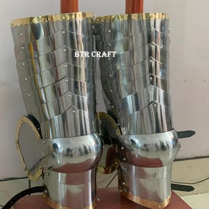 Medieval LARP SCA Combat Leg Armor, Plate Legs, Poleyns Wearable Knight ...