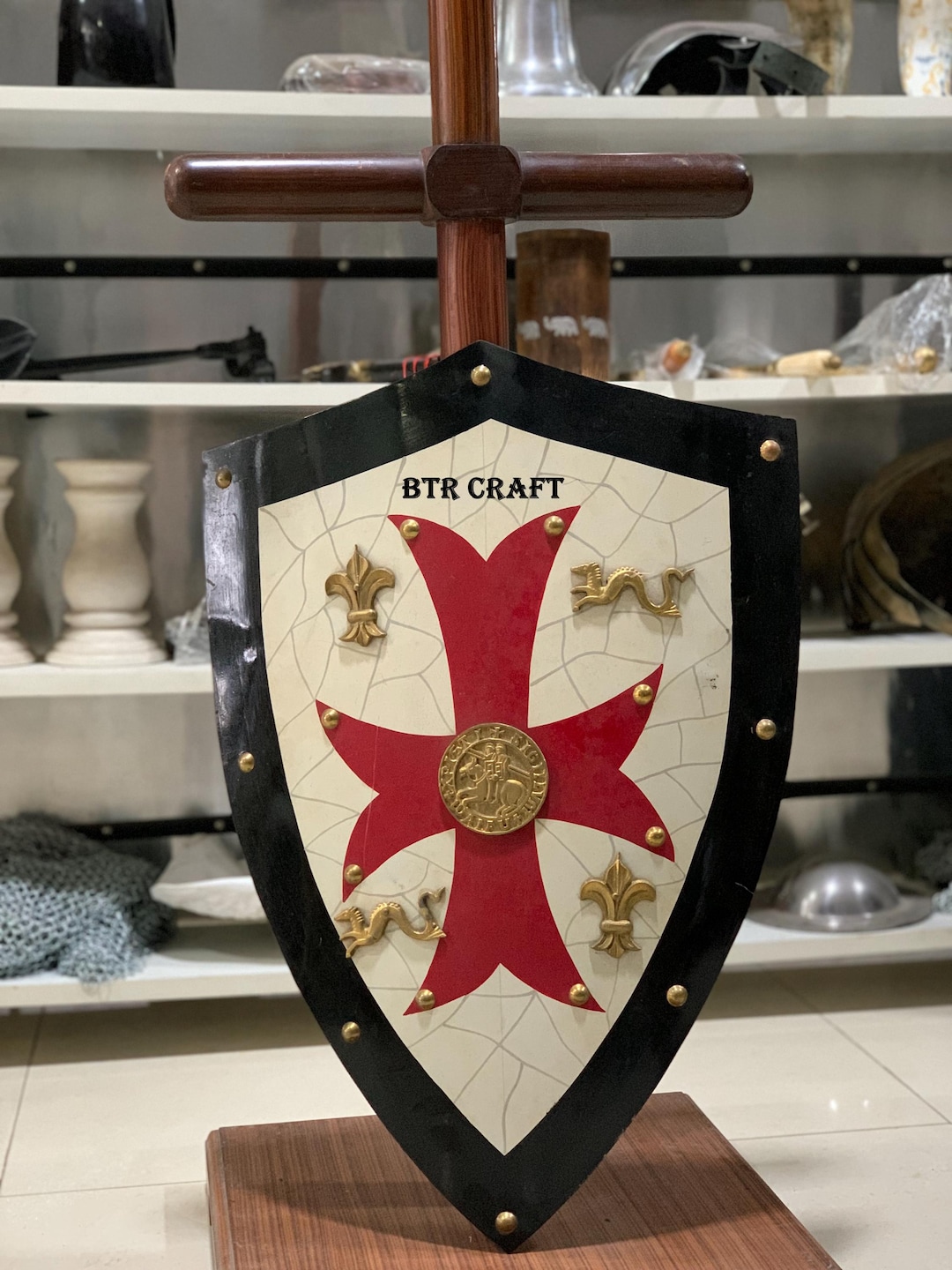 Medieval Knight Templar Shield - 18 Gauge Steel Crusader Design ...