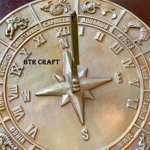 Brass Zodiac Sign Engraved Sundial Home & Garden Decor Gift Sundial ...