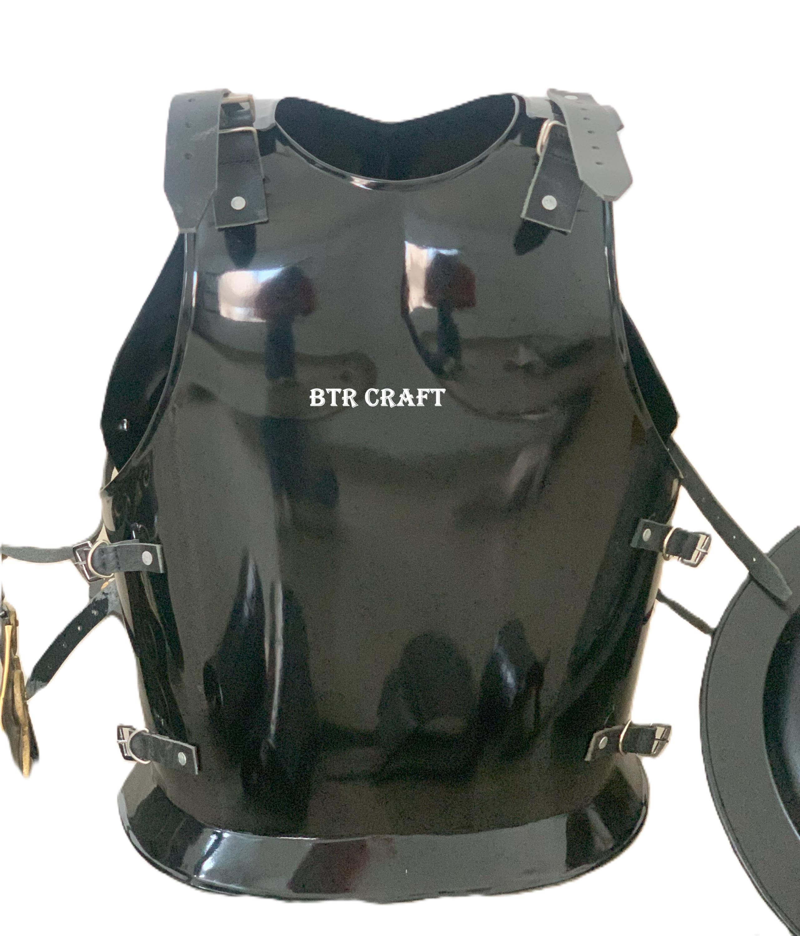 Medieval Greek Spartan Black Muscle Armor W/greco Roman Helmet Arm ...