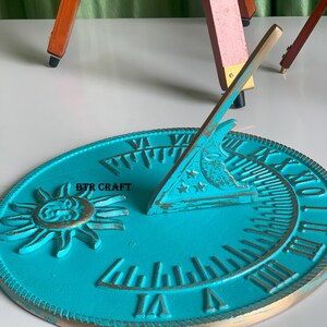 10" Sun Sundial Verdigris Finish Brass Vintage Sundial Garden or Lawn ...