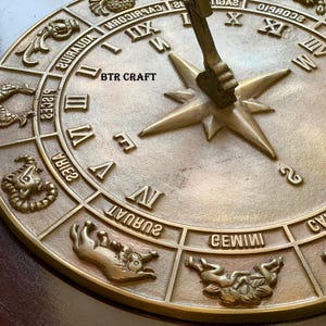 Brass Zodiac Sign Engraved Sundial Home & Garden Decor Gift Sundial ...