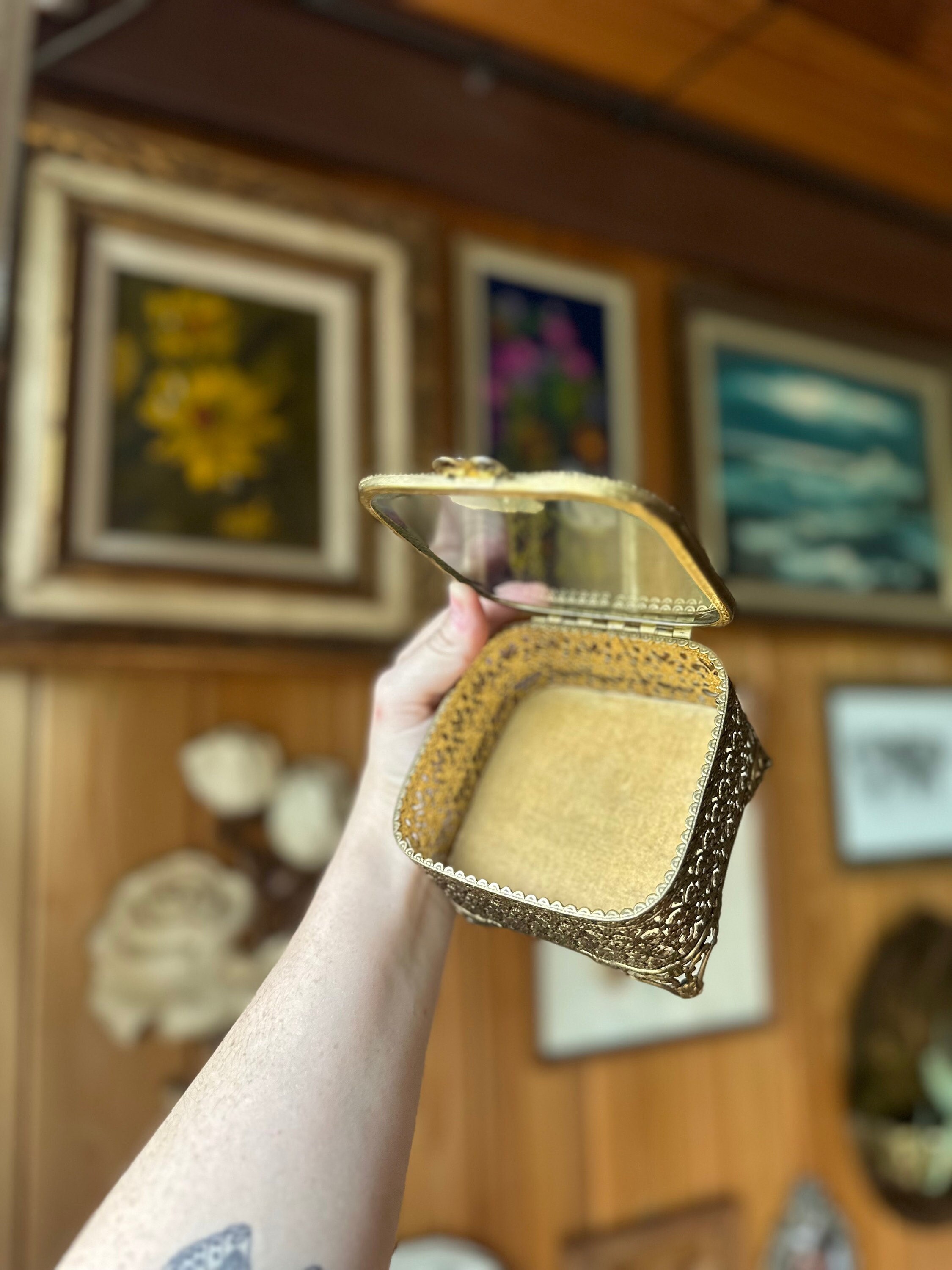 Vintage Stylebuilt Accessories 24k Gold Plated Ormolu/filigree Casket ...