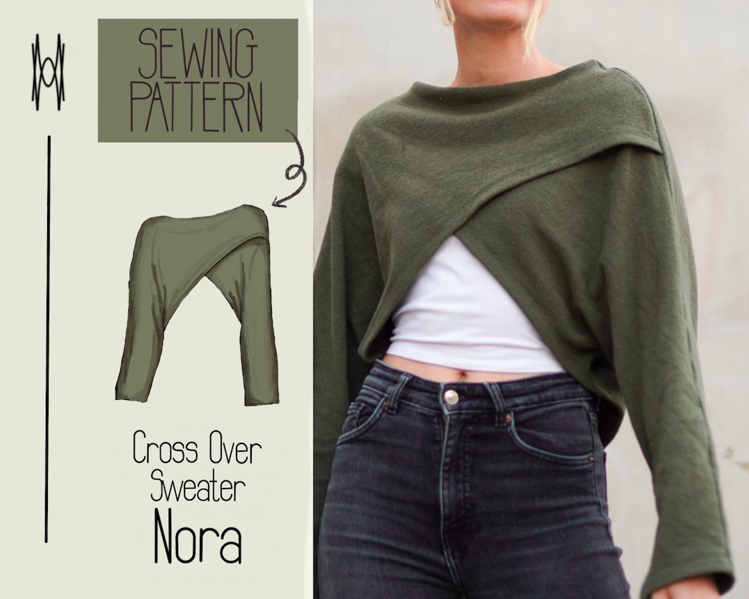 Cropped Crossed Sweater NORA - PDF Sewing Pattern - Beginner Project ...