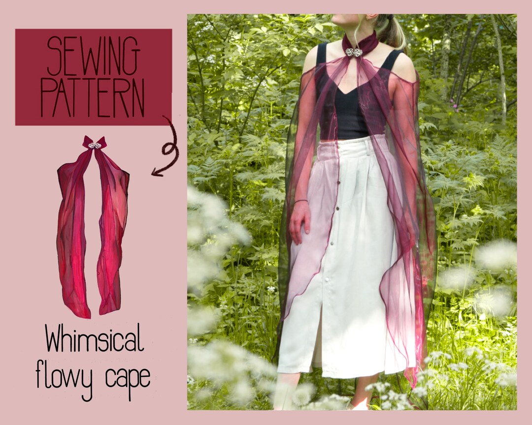 Whimsical Flowy Cape PDF Sewing Pattern Beginner English - Etsy
