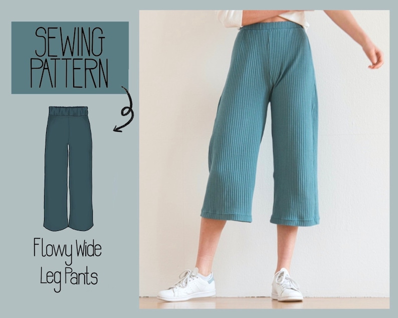 Flowy Wide Leg Pants PDF Sewing Pattern Beginner English - Etsy