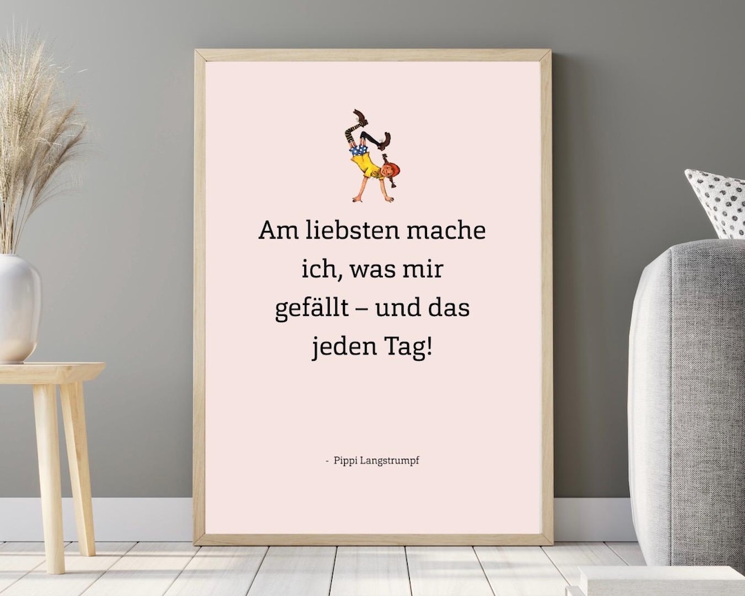 Pippi Longstocking Poster Quote Pink/blue/white – Digital Download ...