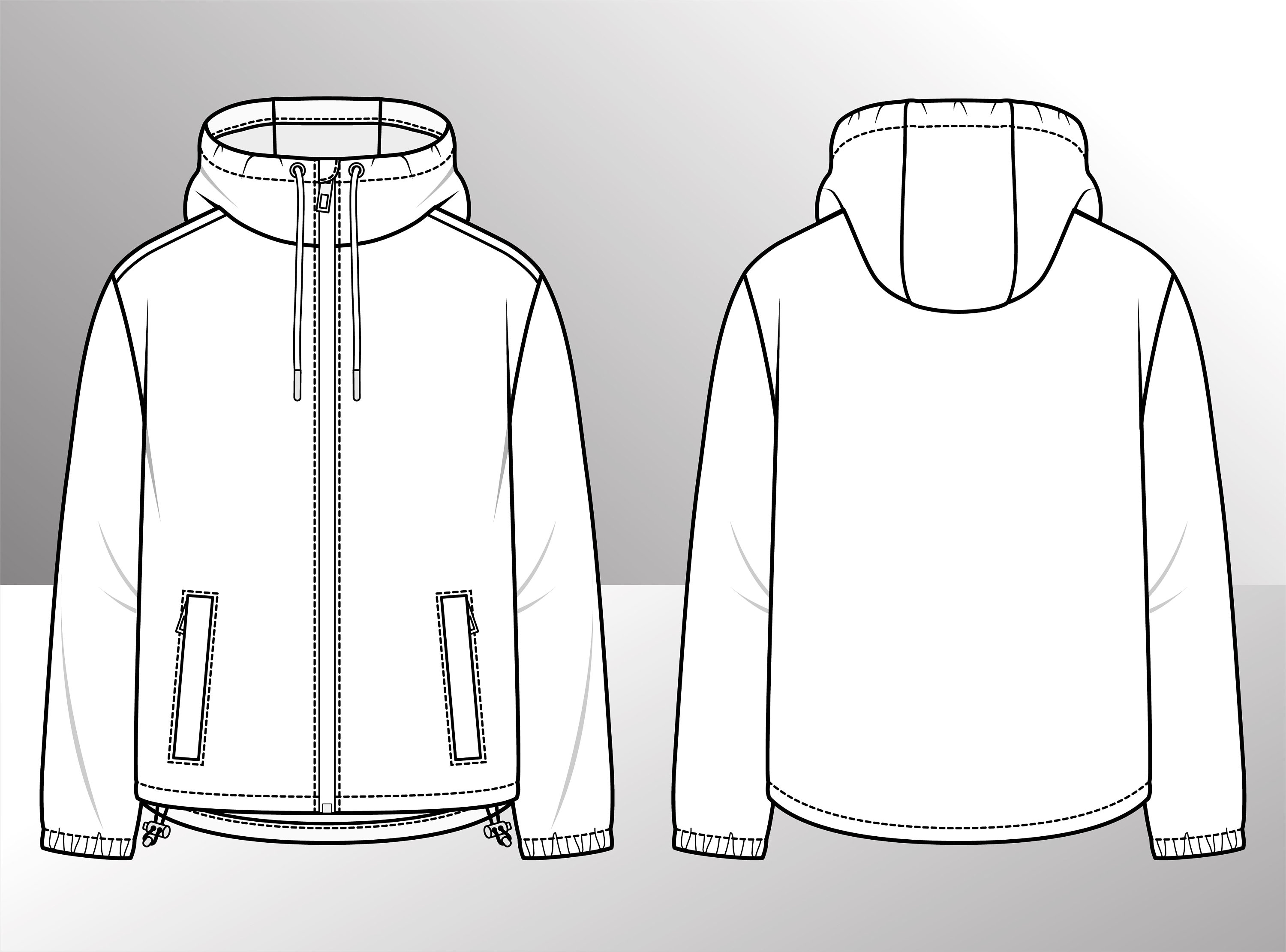 Windbreaker Jacket, Men's Hooded, Fashion Jacket, Sketch Flat ...