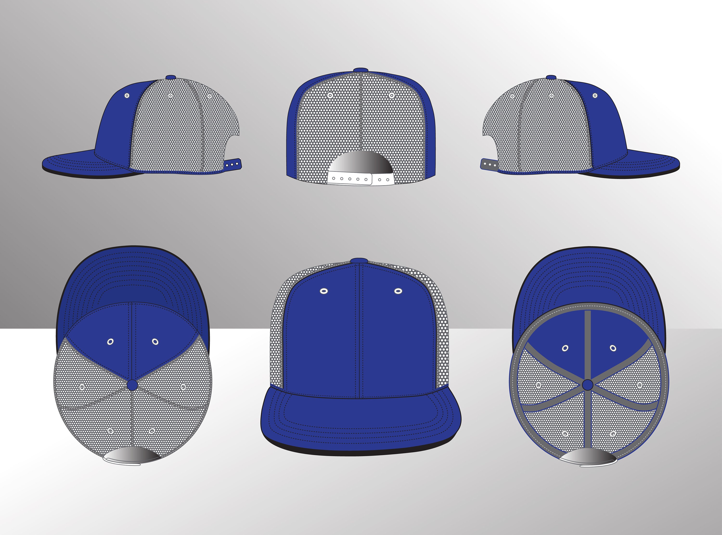Trucker Mesh Cap Template Vector, Flat Illustration Mockup, Streetwear ...