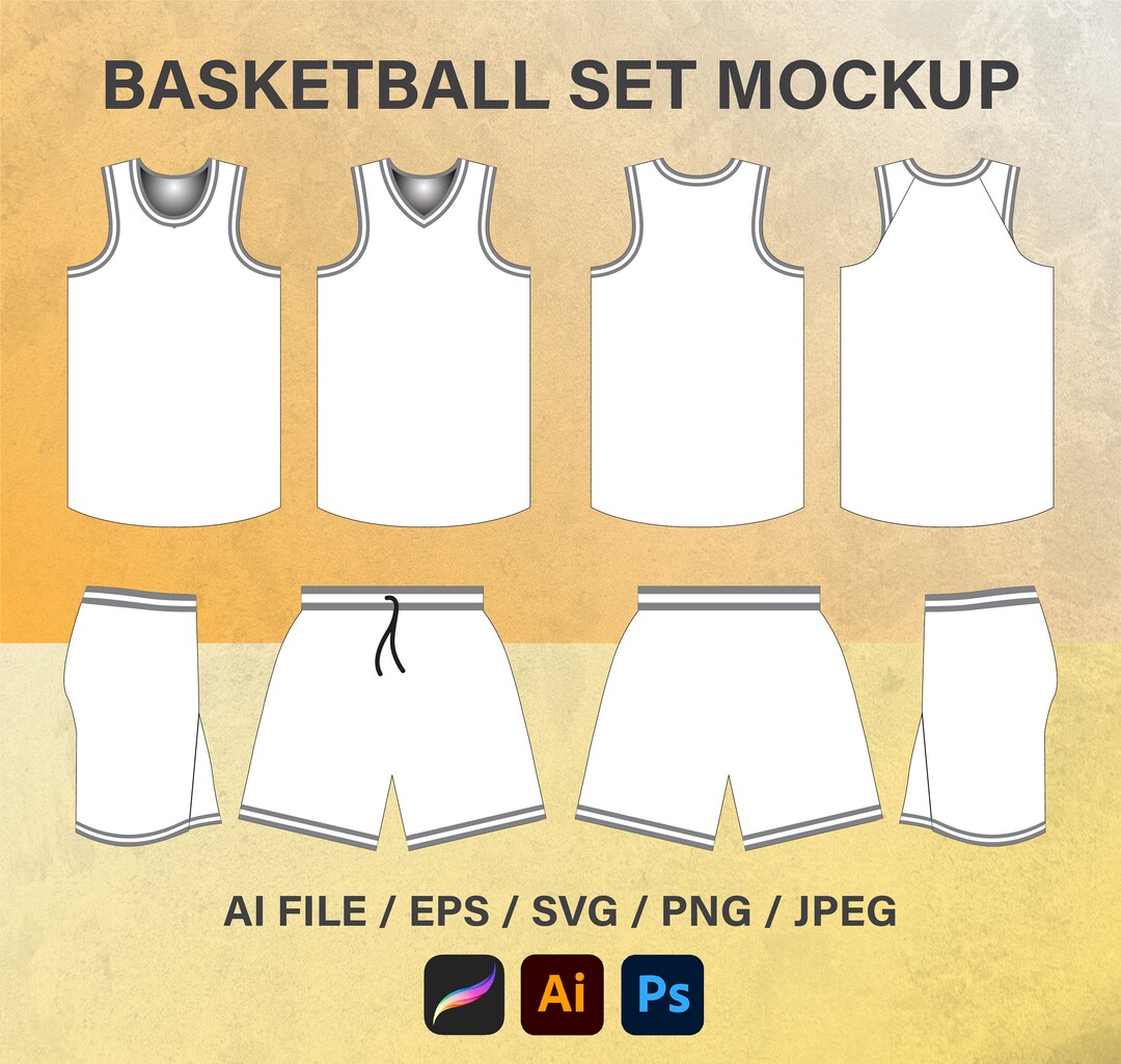 Basketball Set Jersey Mockup Streetwear Vector Template Illustrator ...