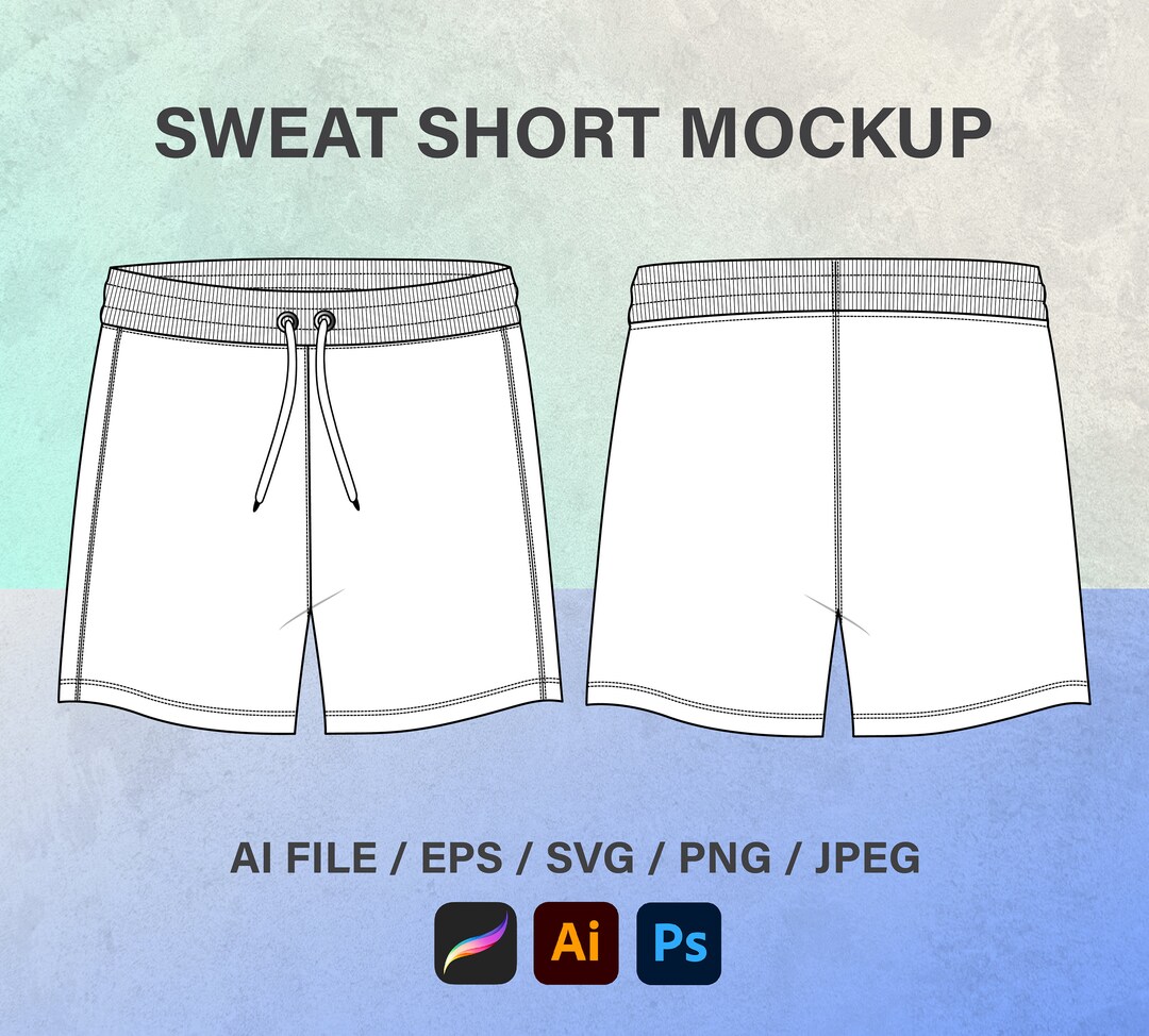 Boy Sweat Shorts, Vector Short Mockup, Short Technical Drawing, Fashion ...