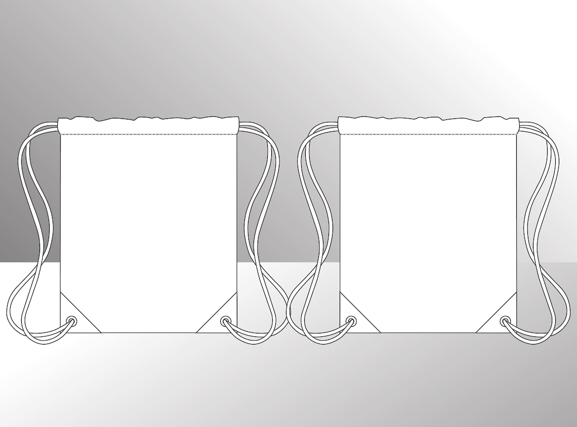 Drawstring Bag, Vector Bag Mockup, Technical Drawing, Fashion Bag, Flat ...
